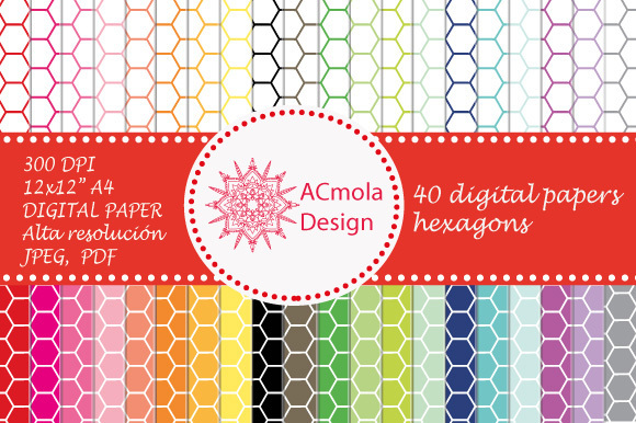 Hexagons Set 40 Styles Digital Paper