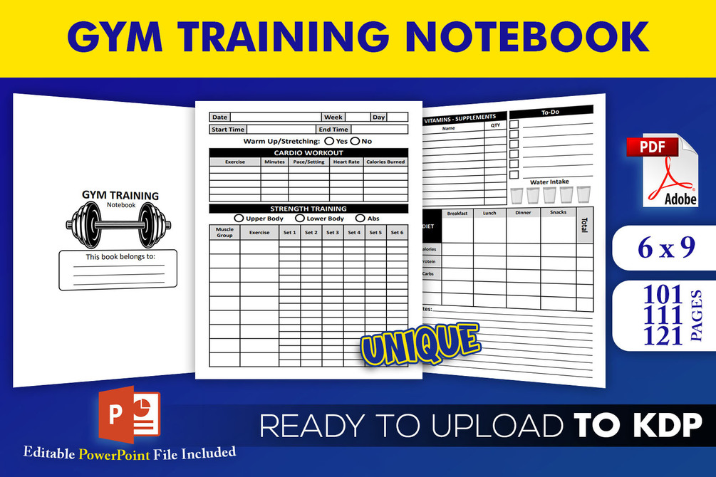 Gym Training Notebook | KDP Interior Template Ready to Upload