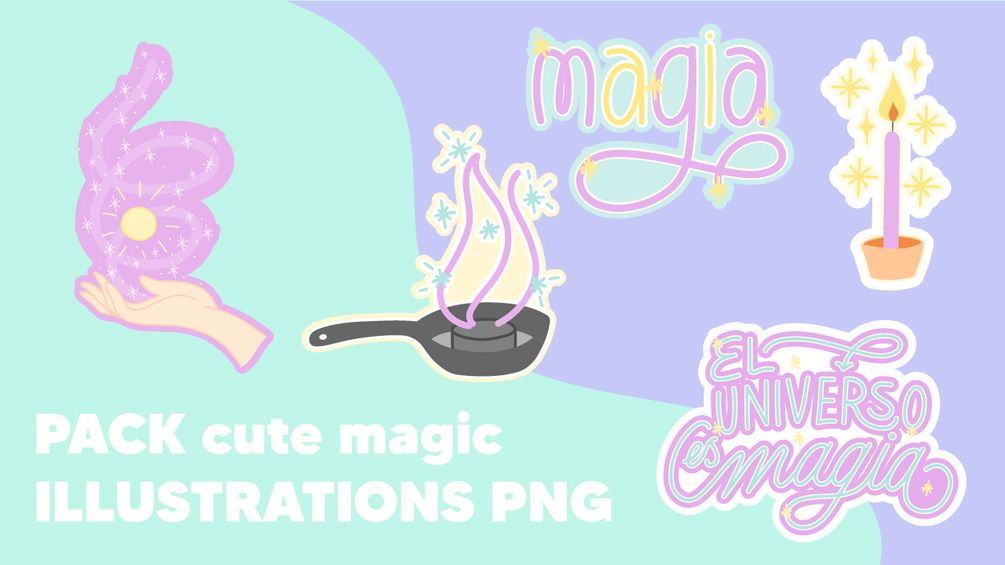 PACK of cute MAGIC Illustrations PNG