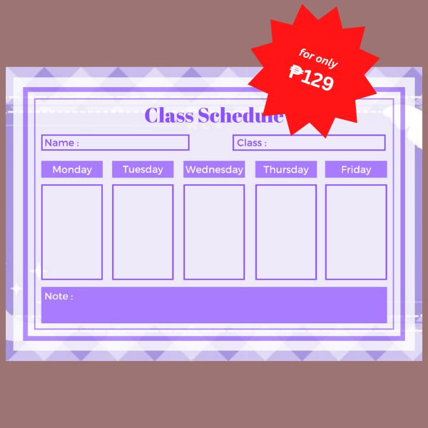 Purple-Themed Weekly Class Schedule Template
