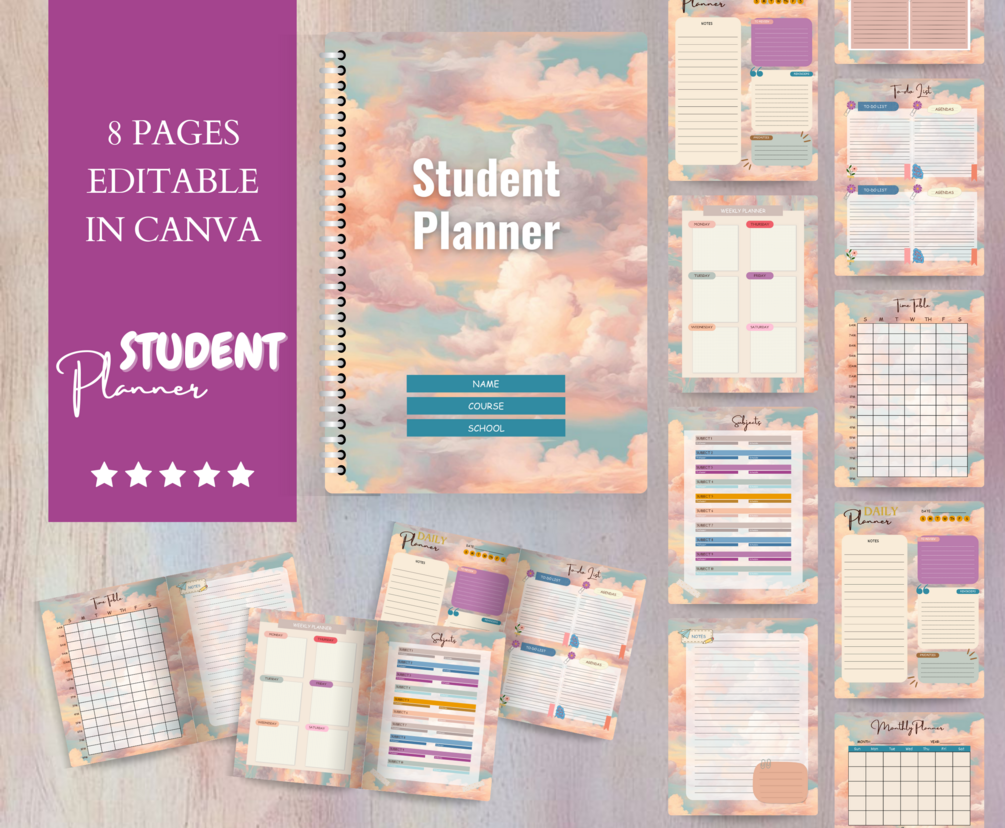 Student Planner Printable Canva Template