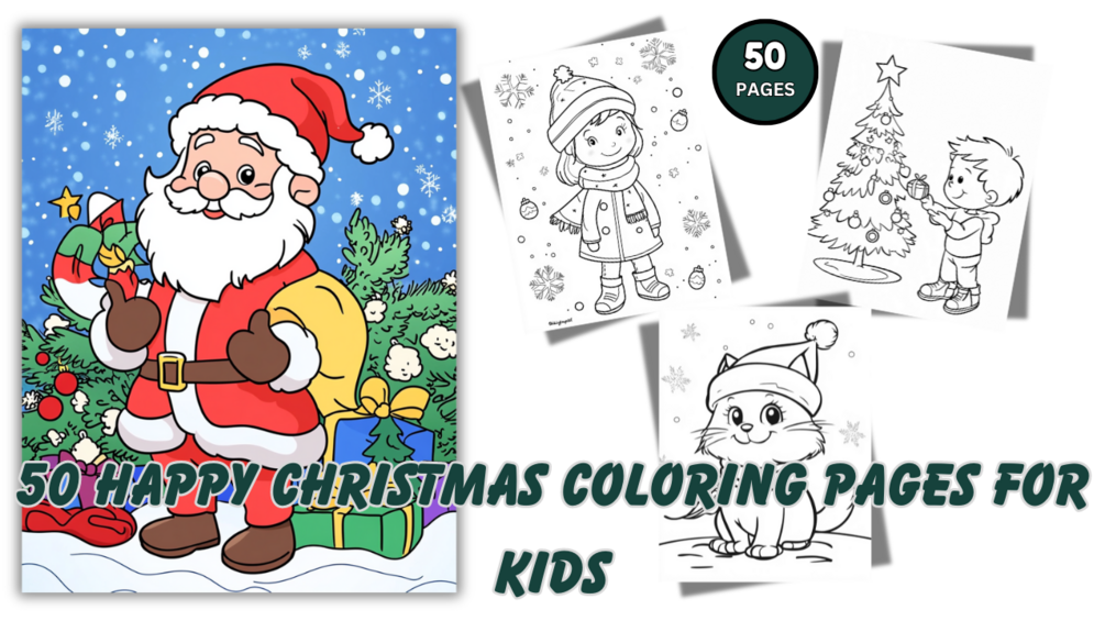 50 Happy Christmas Coloring Pages for Kids