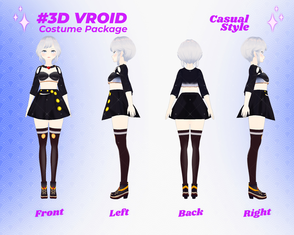 Stylish Digital Casual Outfits Collection - VRoid Clothing Pack, VRoid ...
