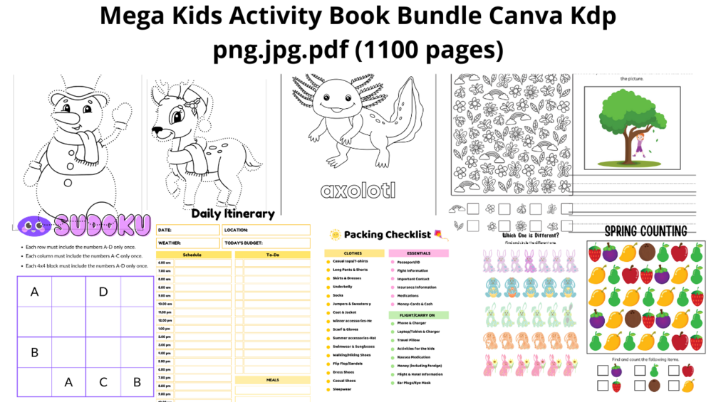 Mega Kids Activity Book Bundle Canva Kdp