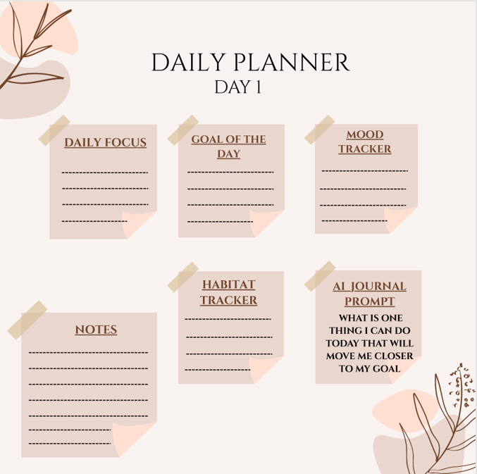 30 day productivity journal / Digital PDF + AI prompts
