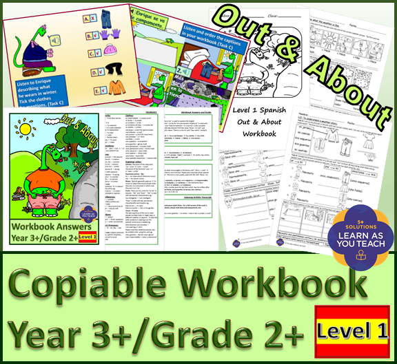 Primary/Elementary Grade 2+ / Year 3+ Spanish Workbook - Out and About