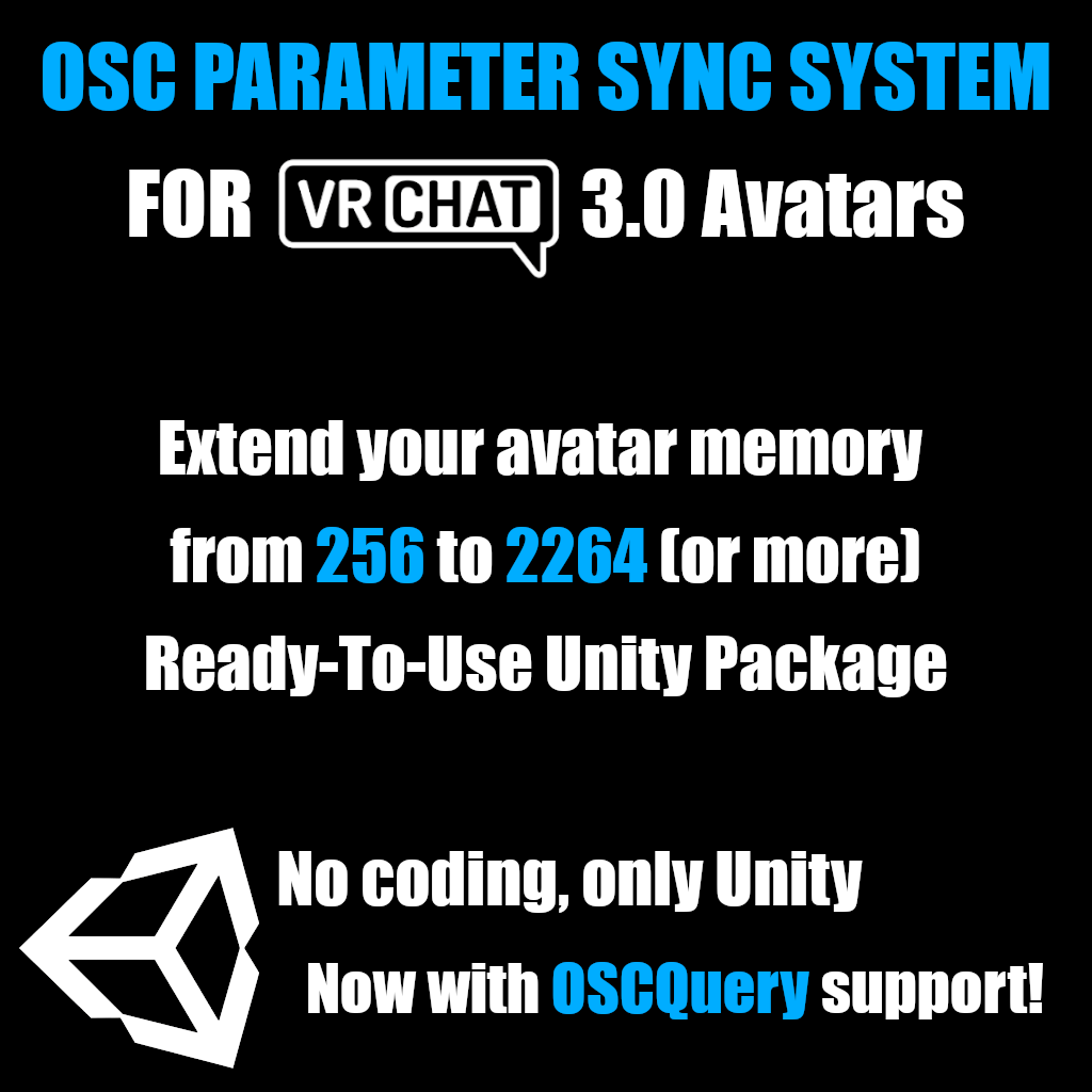 OSC Parameter Sync System for VRChat avatars updated to V1.4 with OSCQuery. Get unlimited avatar ...
