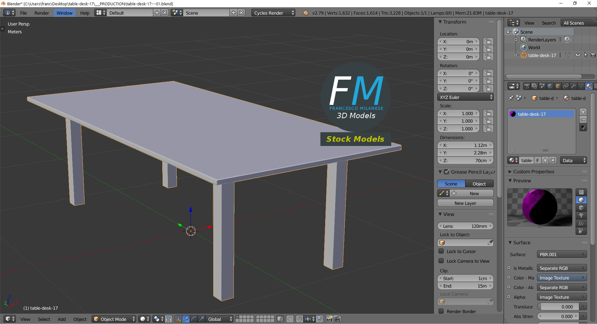 3D MODEL - Table desk 17