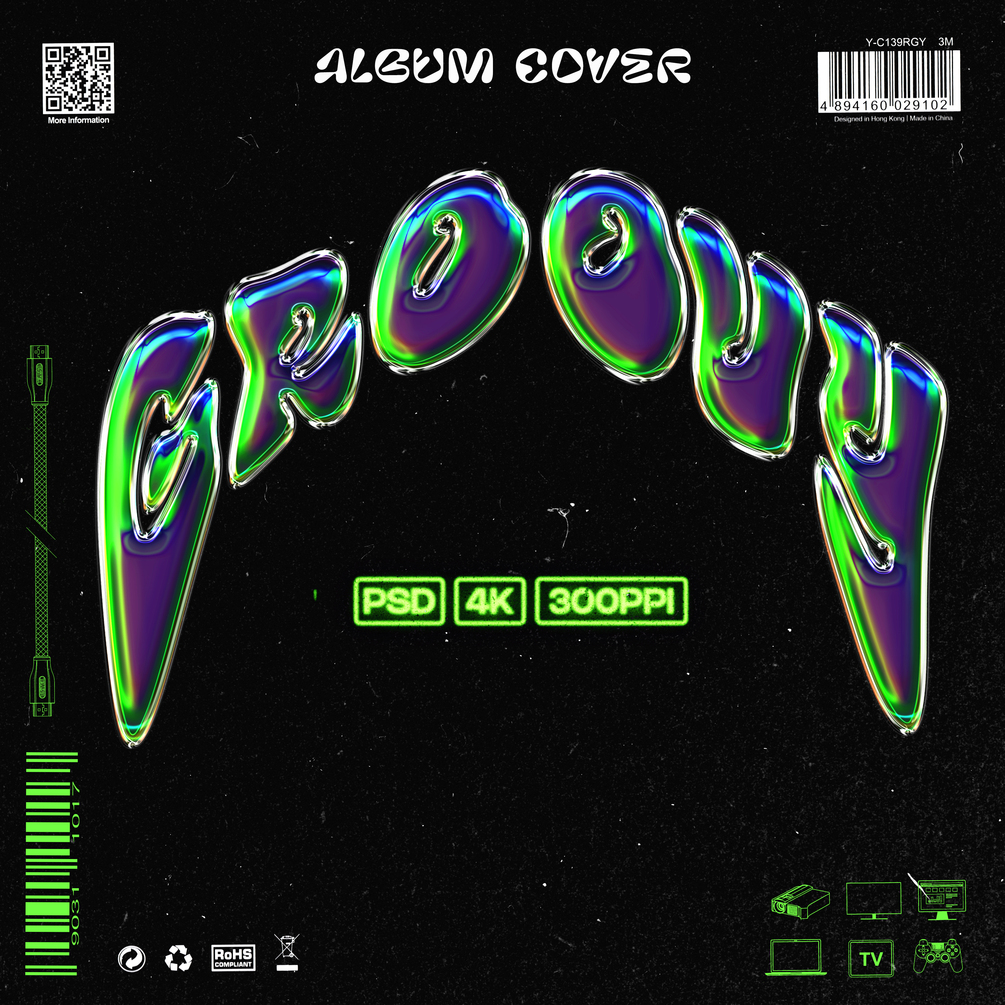 Groovy Chrome Album Cover PSD File