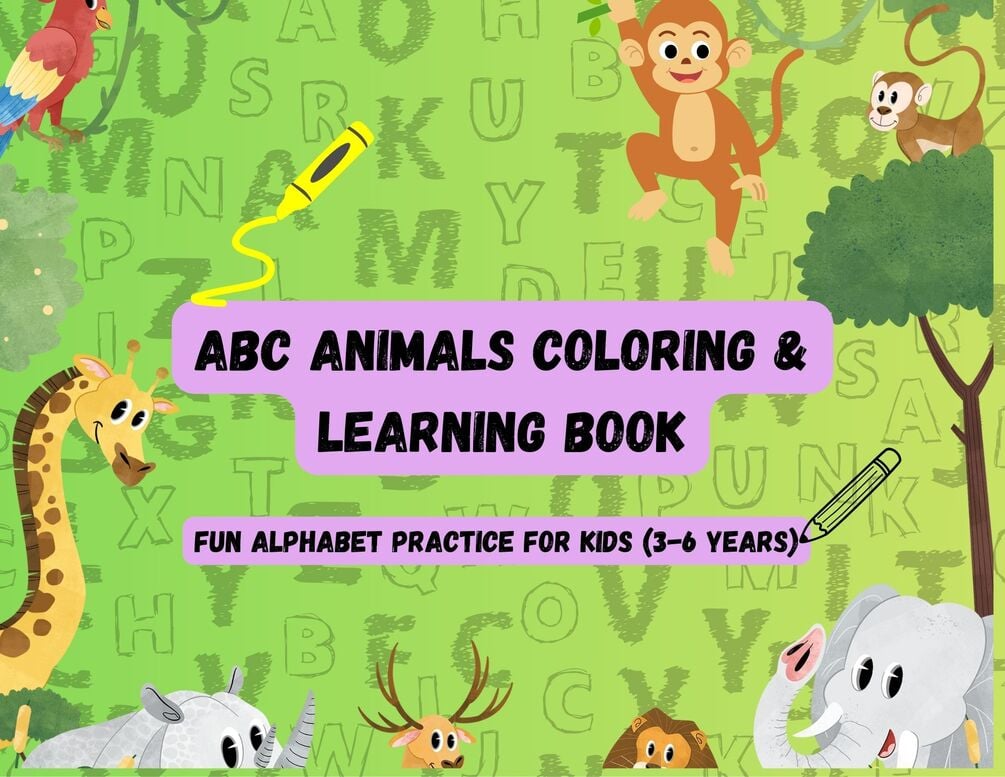 Alphabet Animals Coloring & Tracing Workbook (A–Z) | Ages 3–6