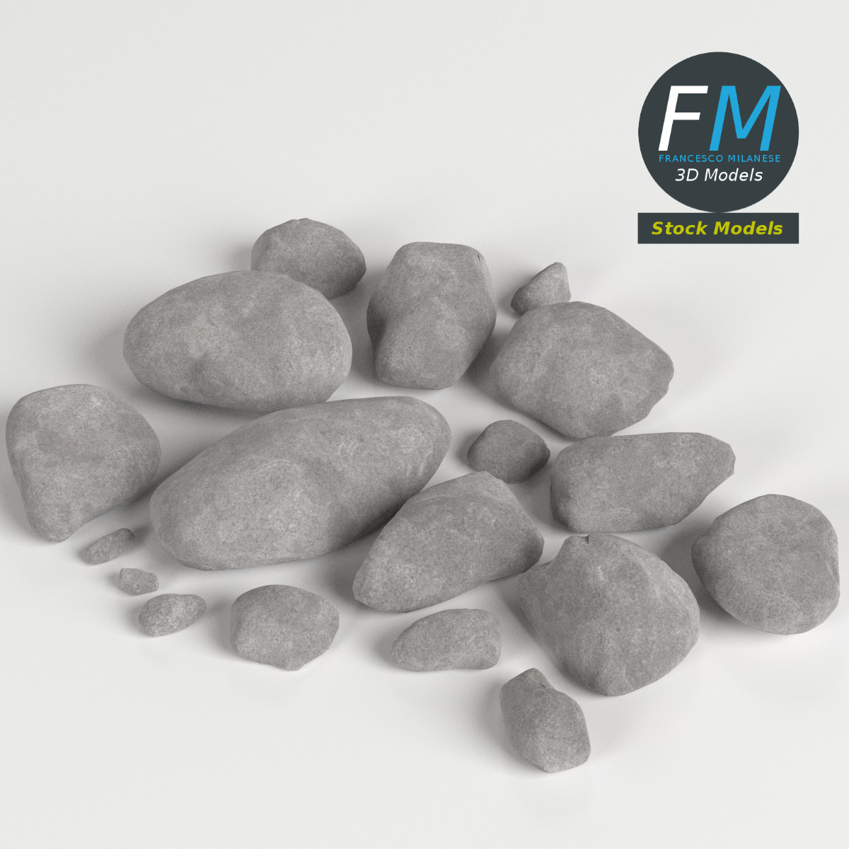 3D MODEL - Pebbles and stones set