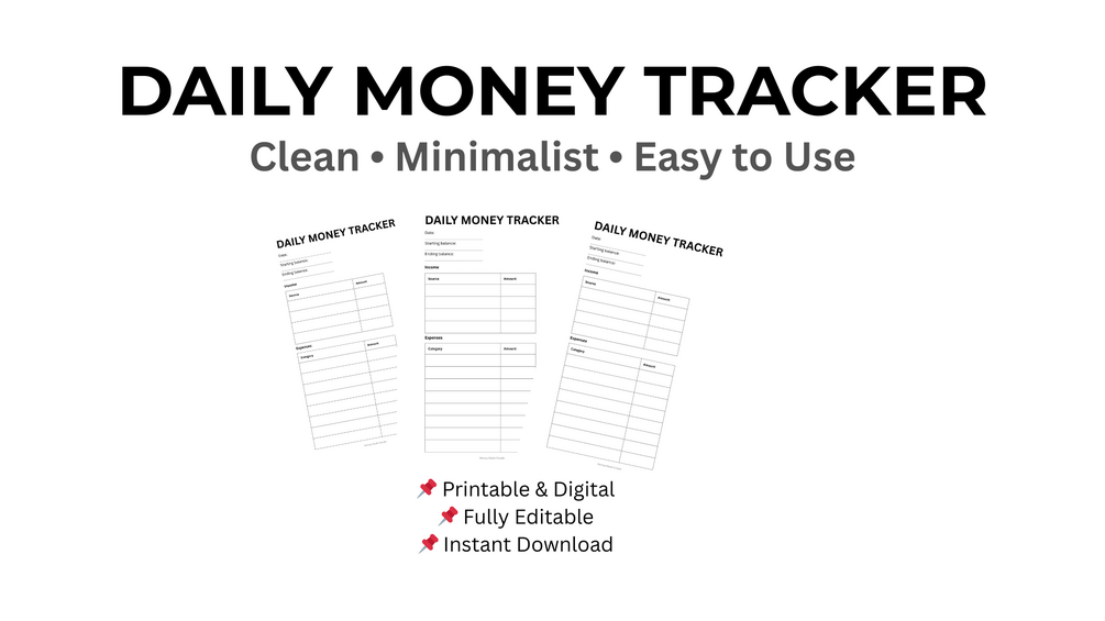 Daily Money Tracker (Printable + Digital)