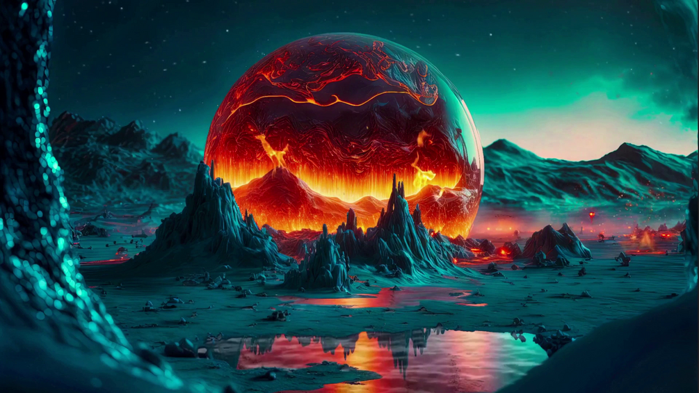 Fire Planet 4k Dark Atmosphere and Water Sound