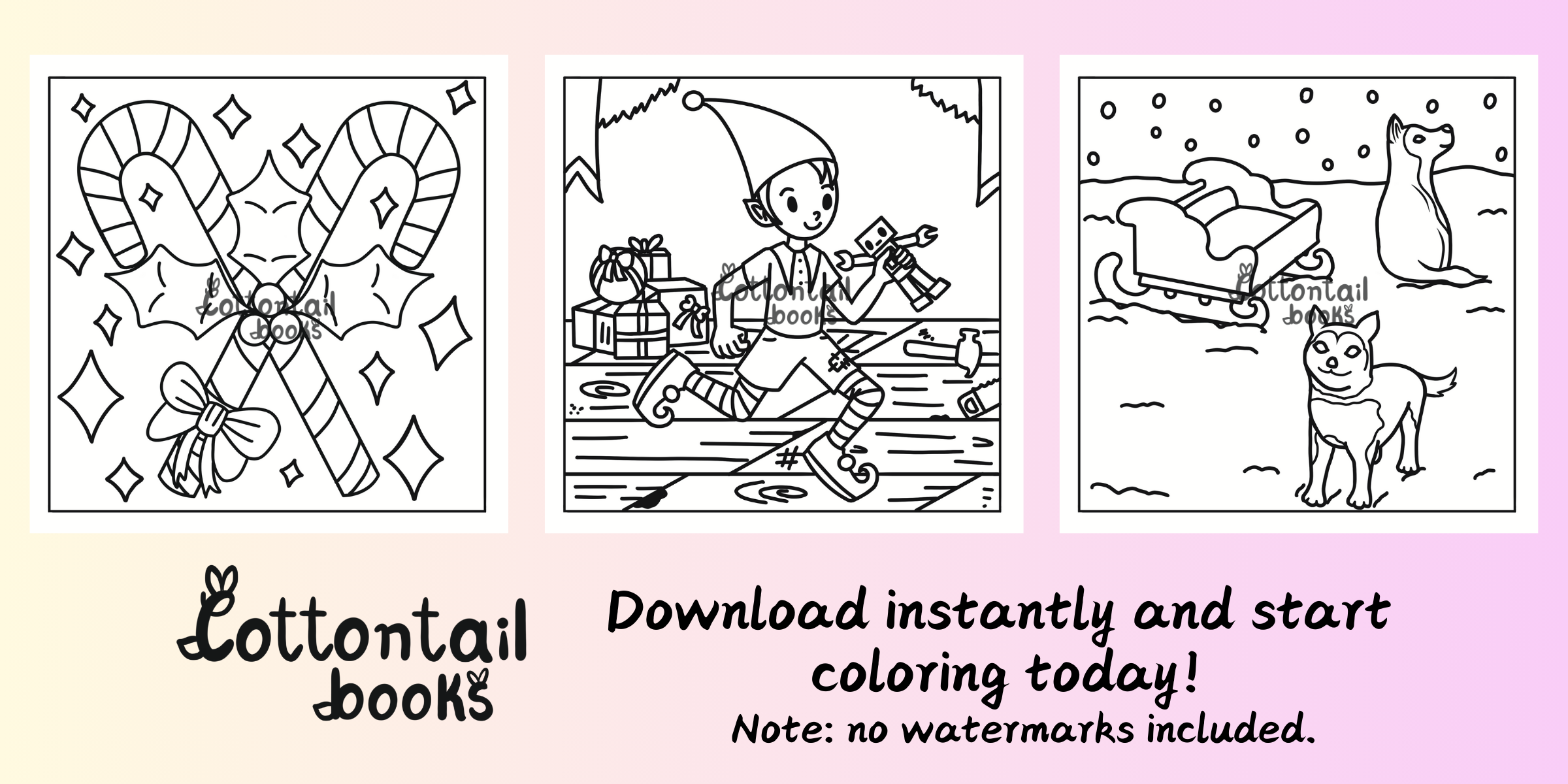 Cozy Christmas Coloring Pages - Pack 1