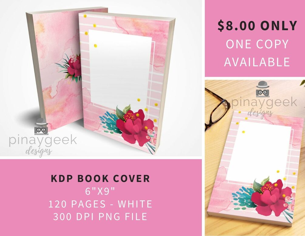 6"x9" Romantic Floral KDP Paperback Cover - 120 Pages White - FULL ...