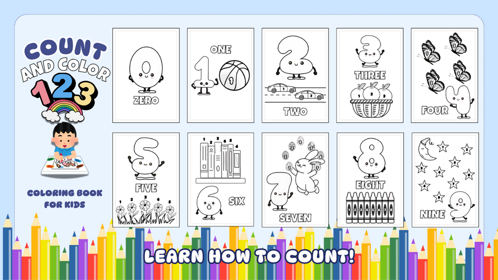 COUNT AND COLOR - COLORING BOOK FOR KIDS