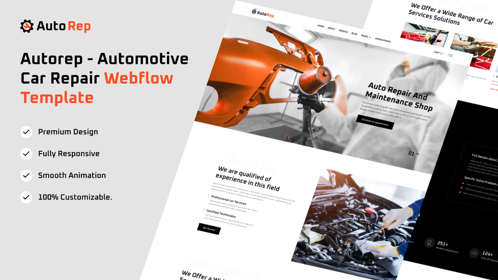 Autorep - Automotive Car Repair Premium Webflow Template
