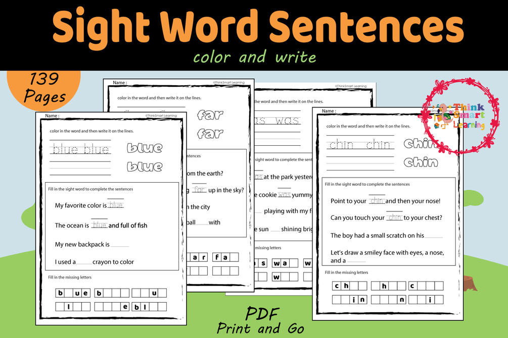 Printable Kindergarten Sight Words Sentences