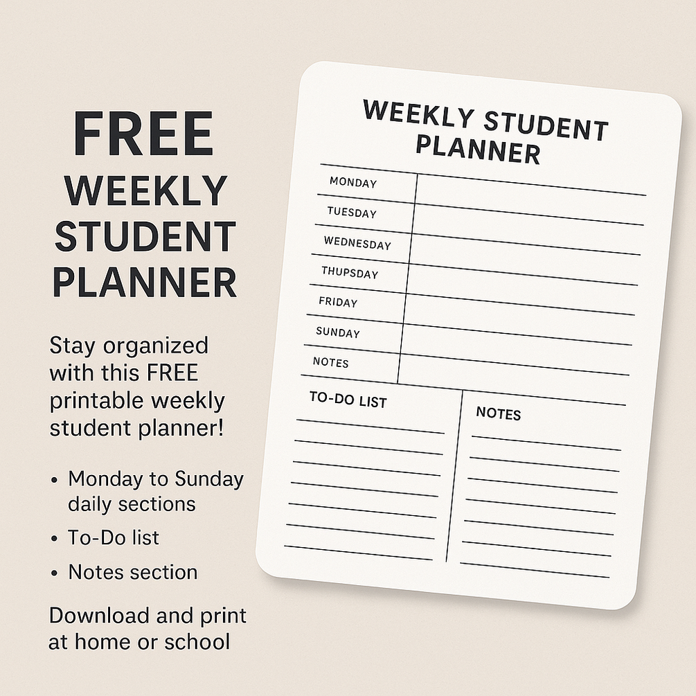 Free Weekly Student Planner