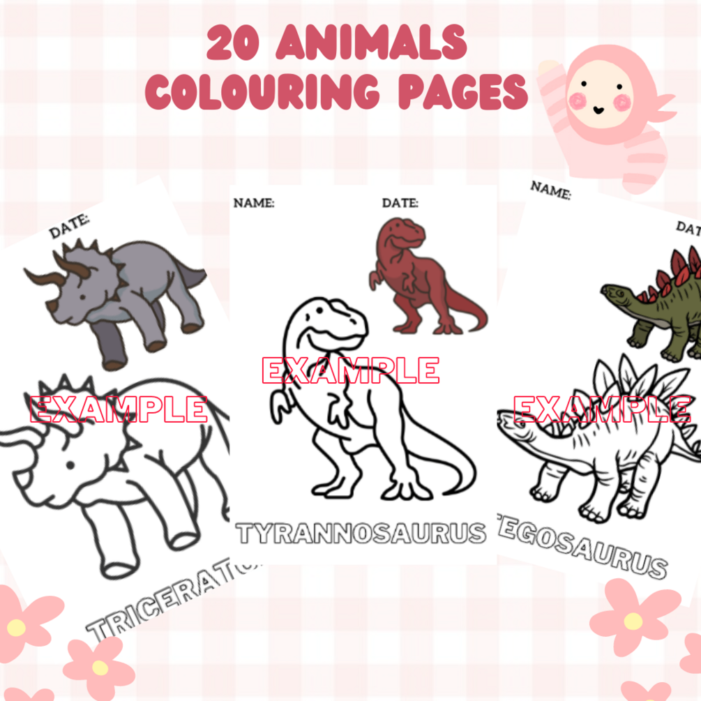 PDF 20 Dinosaur Coloring Pages For Kids Coloring Learning Activity ...