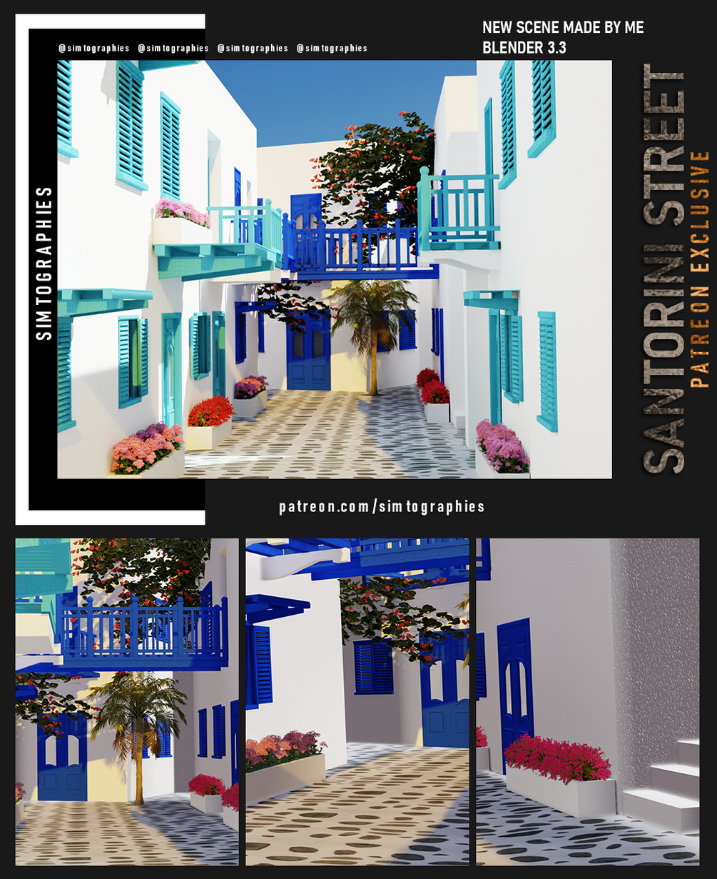 Santorini Street Blender Scene