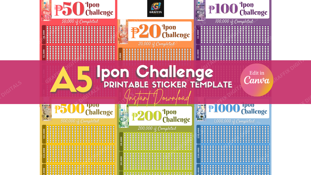 A5 Ipon Challenge Printable Sticker Template