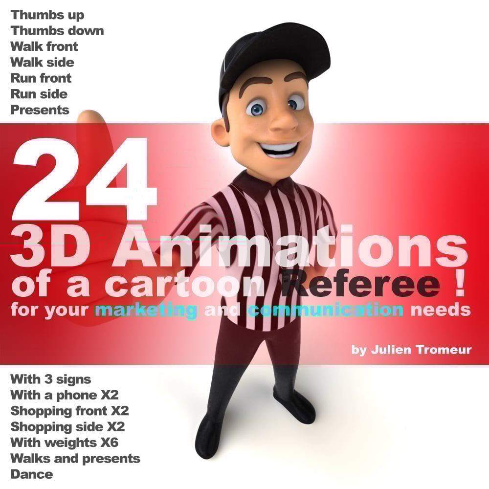 24 animations of a cartoon Referee