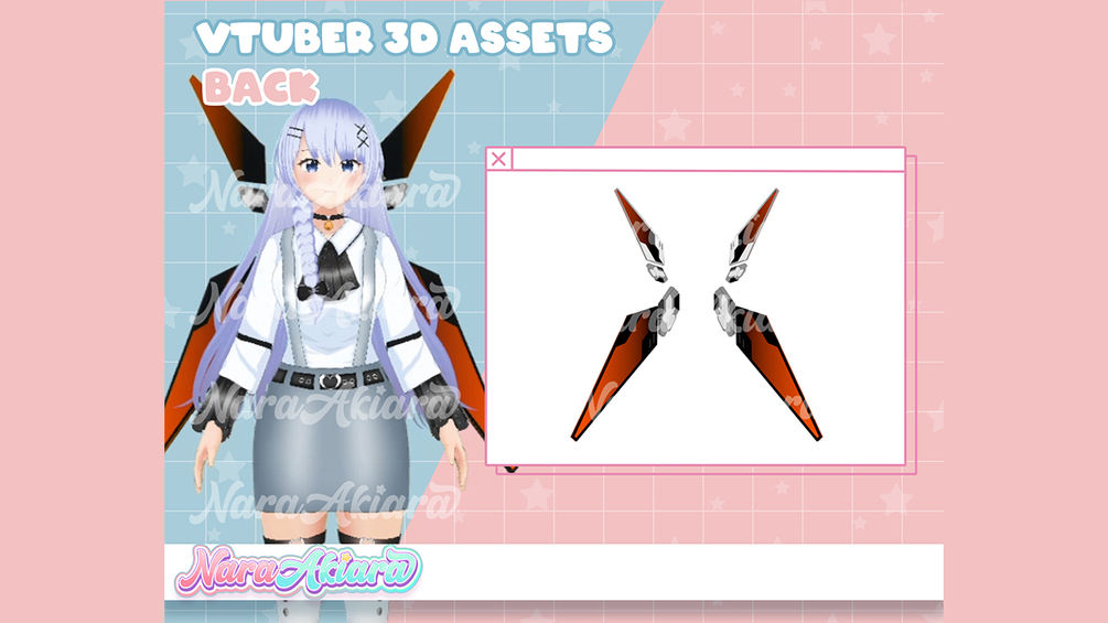 3D Vtuber Assets Cyberpunk Warrior Wings vroid commission, 3D assets ...