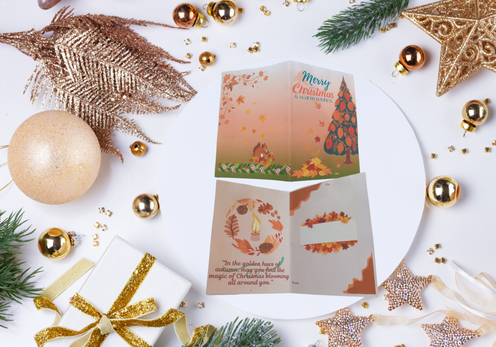 Autumn Meets Christmas Magic - Printable Greeting Card