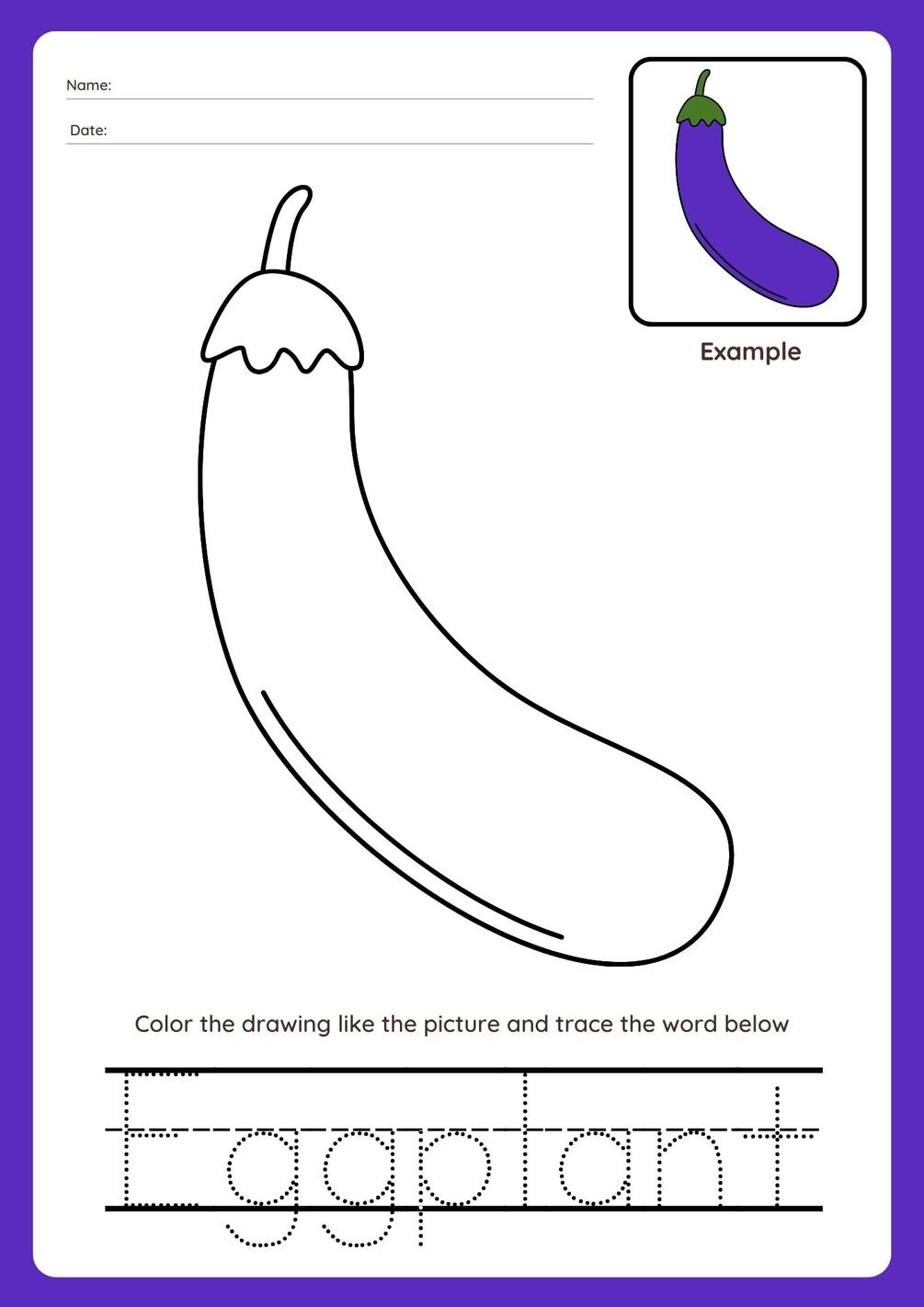 Fruits and Vegetables Tracing and Coloring Fun Book For Kids