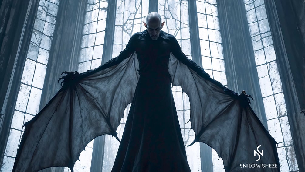 Vampire at the Gothic Window – High Resolution Digital Art Print