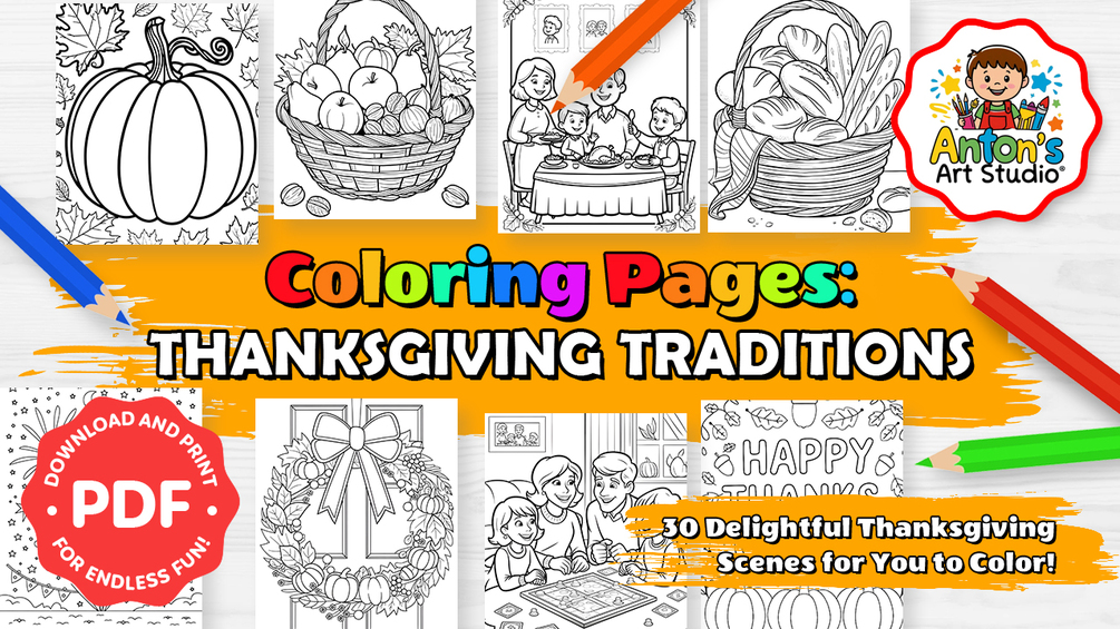 Coloring Pages: Thanksgiving Traditions | 30 Whimsical Images for ...