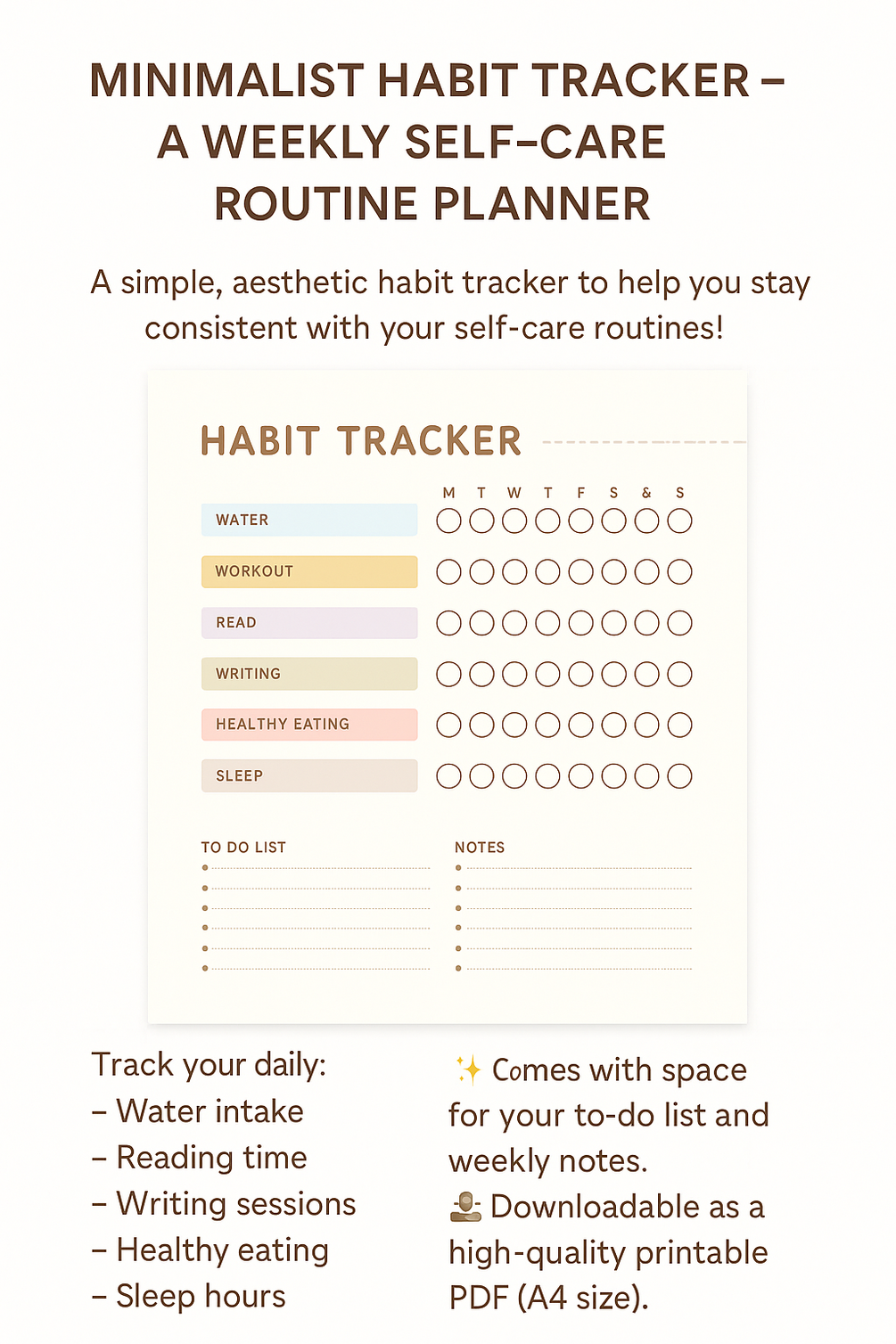 Minimalist Habit Tracker – Weekly Self-Care Planner