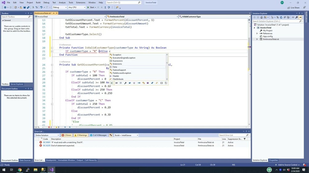 Murach's Visual Basic 2015 Exercise 7-2: Enhance the Invoice Total ...