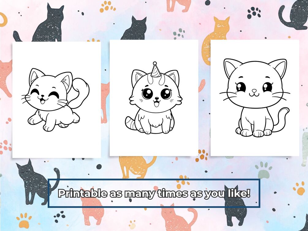 Cute Kitty Coloring Pages (75 Pages) | Purr-fect Fun: 75 Cute Kitty ...