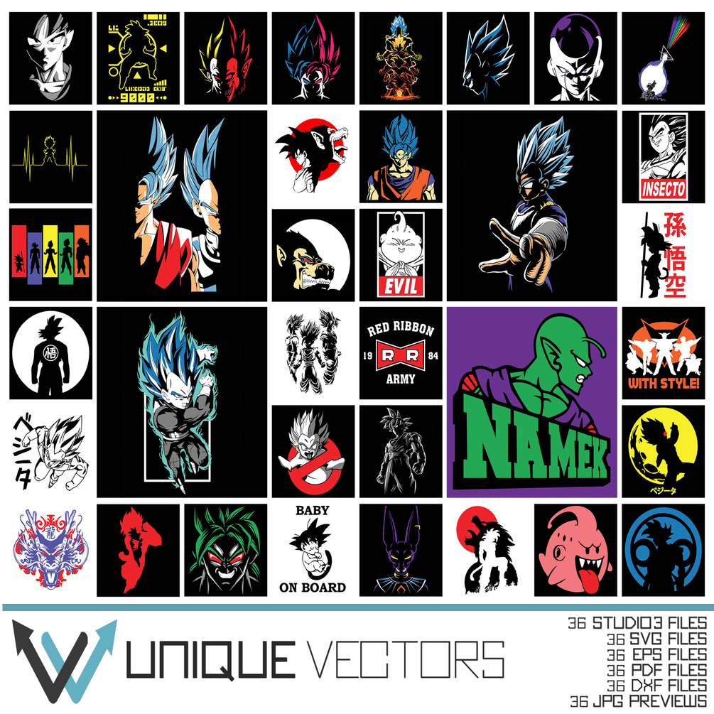 Dragon Ball 36 Vector Pack II (SVG, EPS, DXF, PDF, STUDIO3)