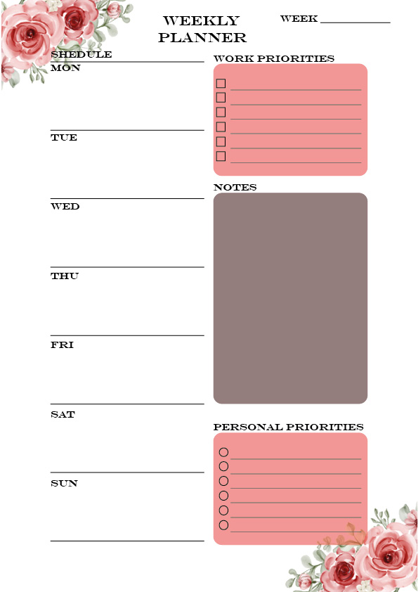 Red Daily Planner, Red Weekly Planner, Red Monthly Planner, Red ...