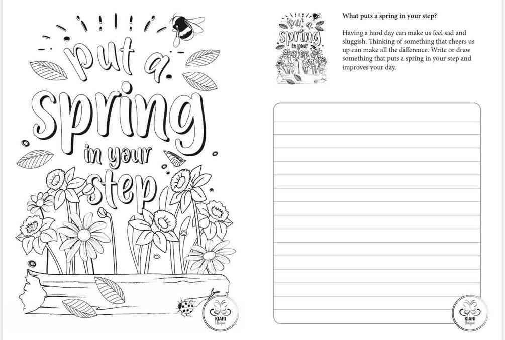Put A Spring In Your Step" Coloring Journal Page