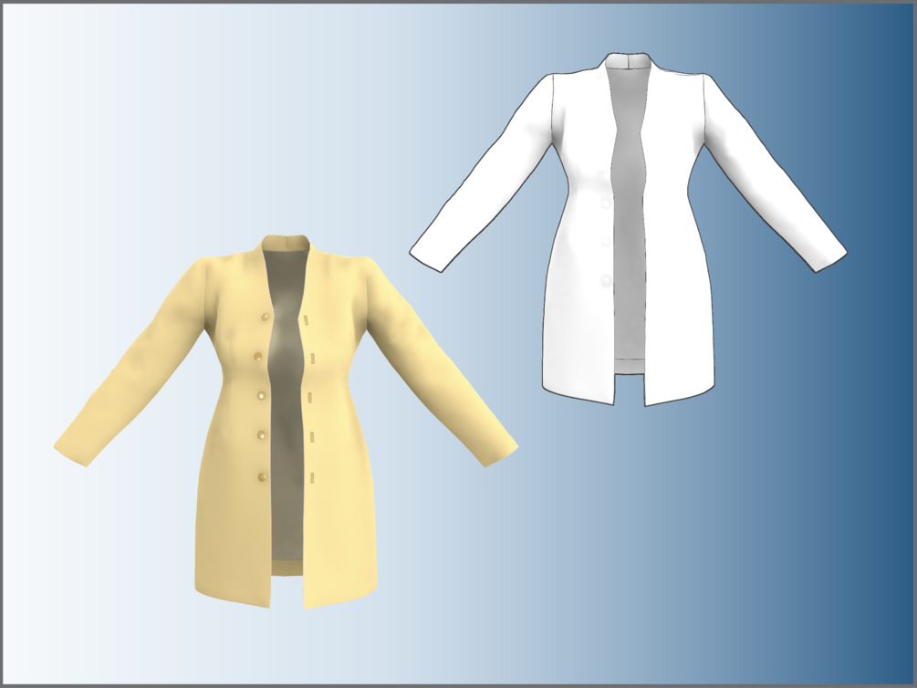 Rose Yellow Jacket Long Sleeves Pattern for CLO3D/Ai
