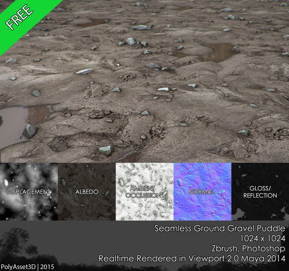 Textures - Ground Gravel & Puddle
