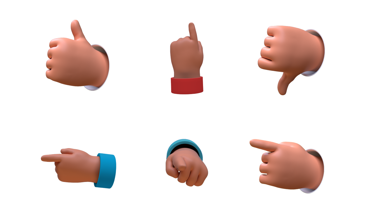 3D Hand illustrations - 20 Vector Elements