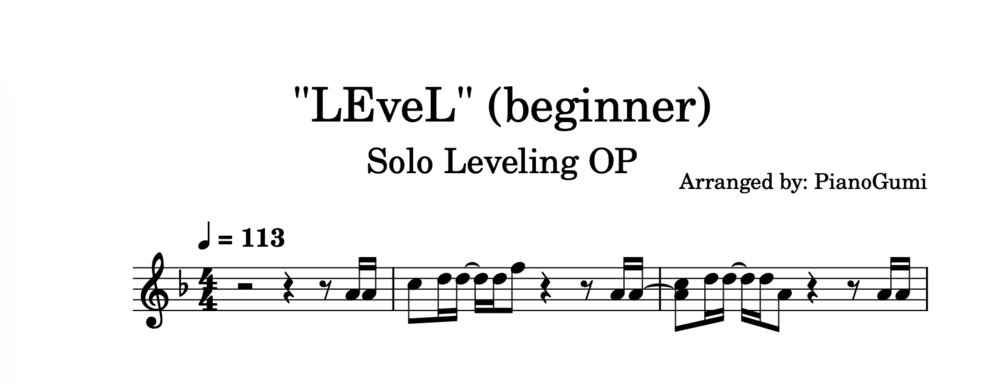 Solo Leveling OP - "LEveL" - BEGINNER Piano Sheet Music