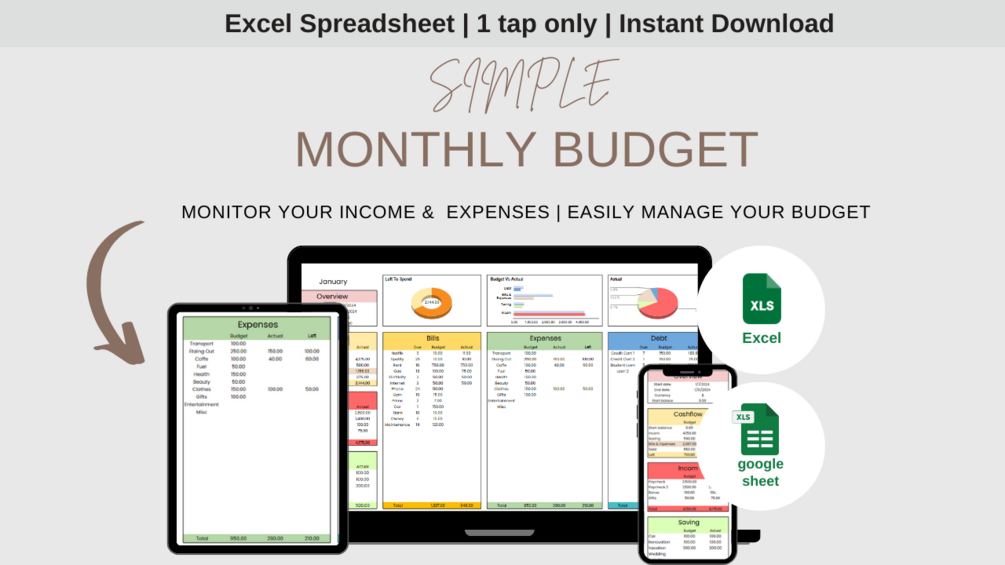Budget Planner Google Sheets Monthly Budget Spreadsheet Excel Weekly ...