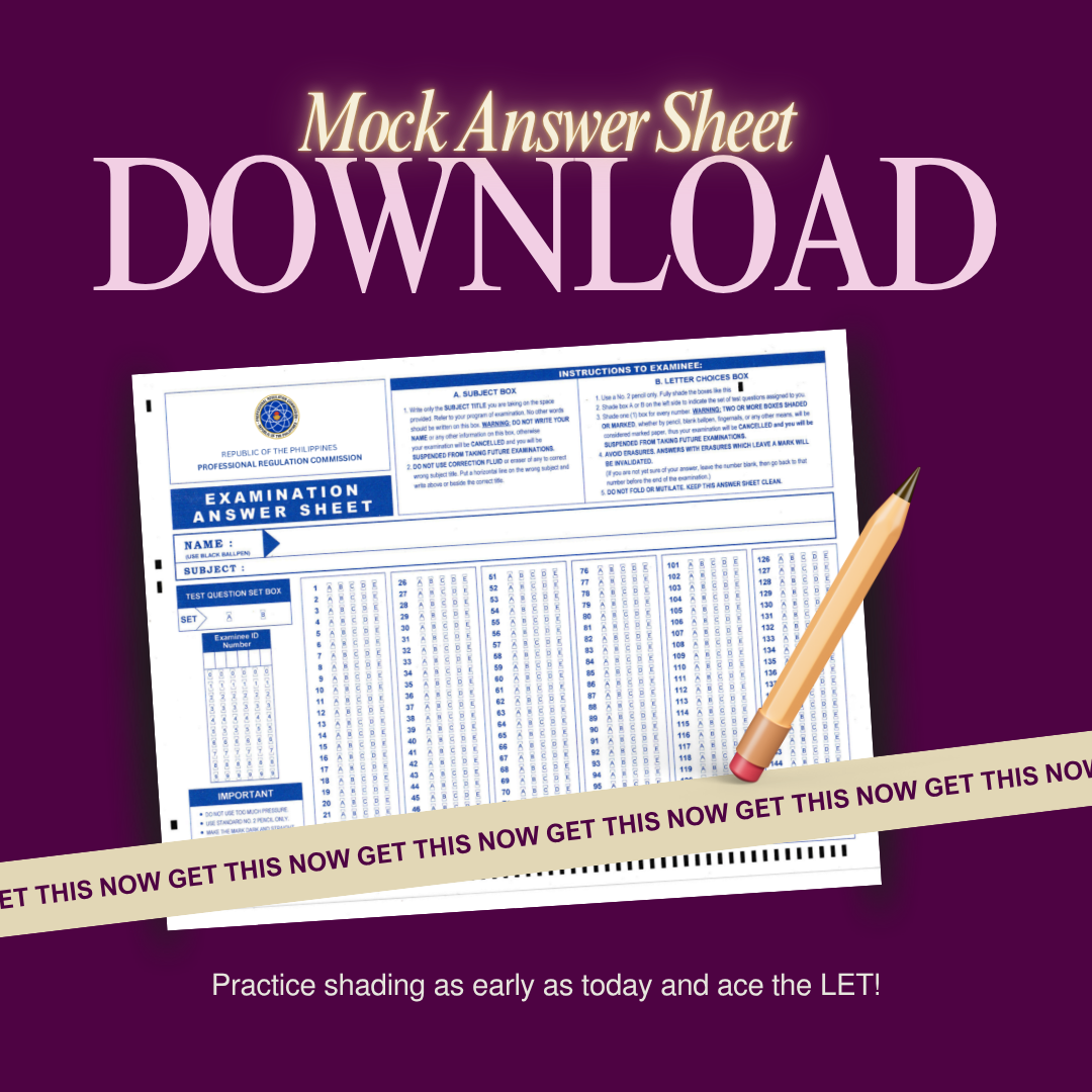 Mock Answer Sheet for LET