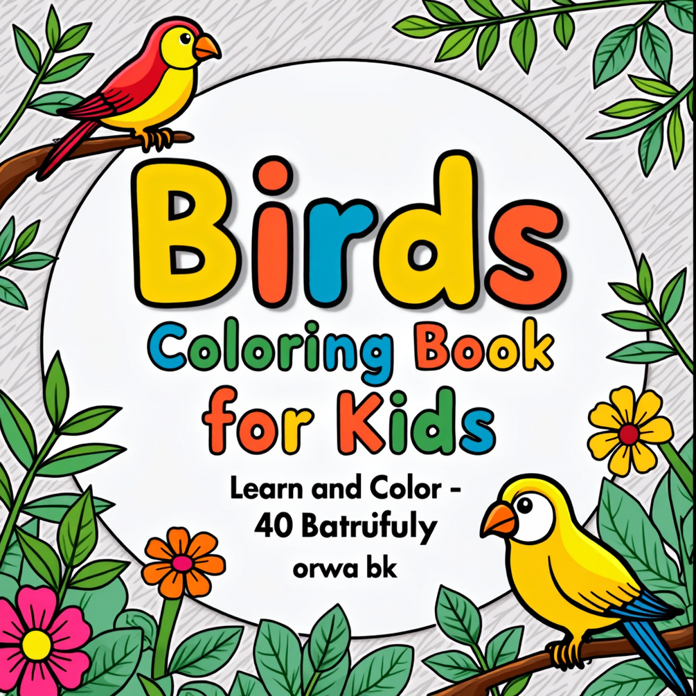 Birds Coloring Book for Kids – Learn and Color 40 Beautiful Birds
