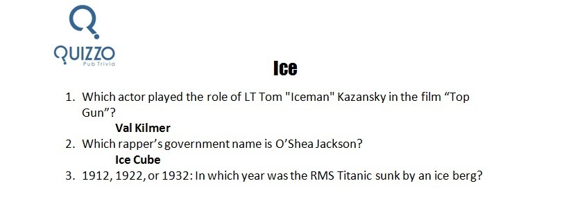 General Knowledge: Ice