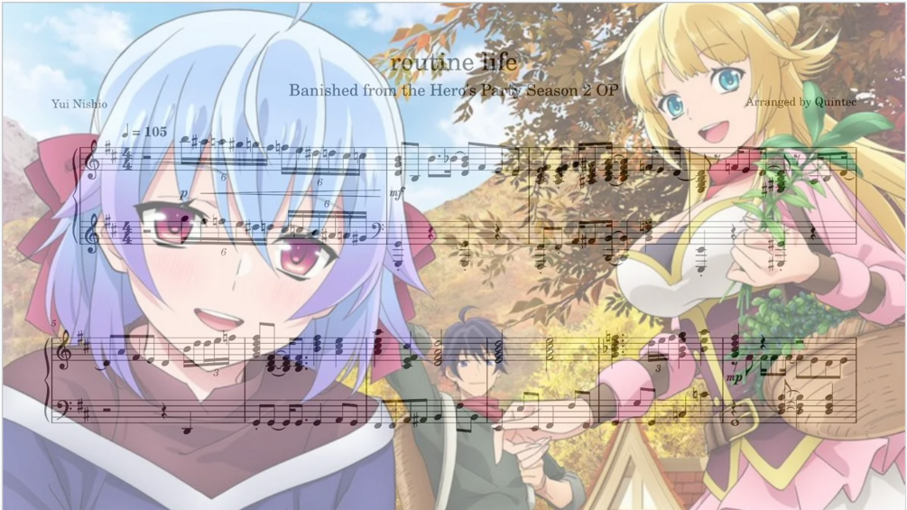 [Piano Sheet Music] Yui Nishio - routine life (Banished From The Hero's ...