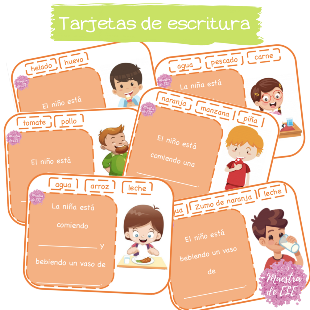 Tarjetas de escritura (comida)