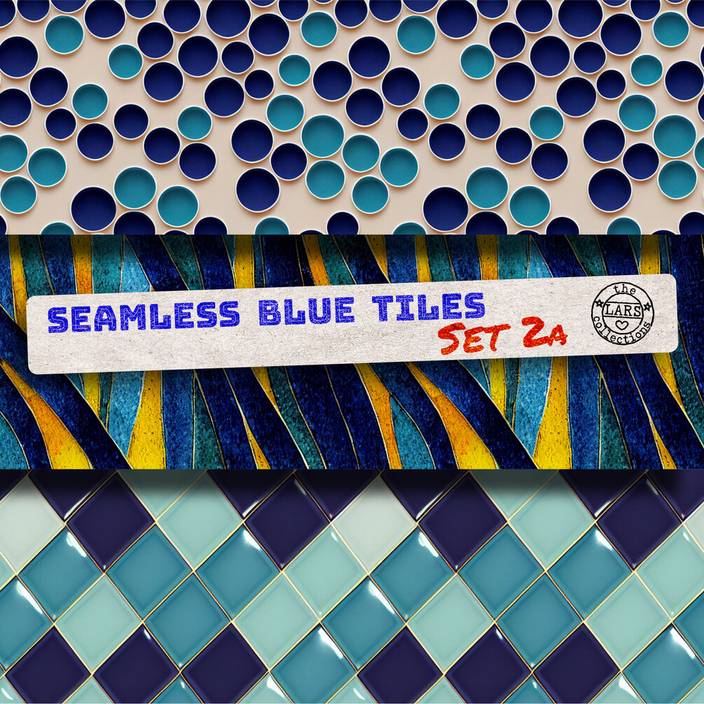 14 seamless digital papers with ceramic tiles in blue Set 2a