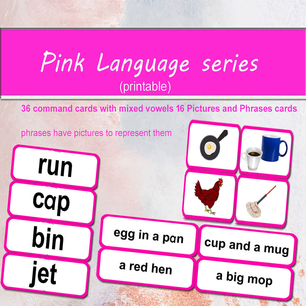 Montessori Pink Phonetic Language Series Bundle